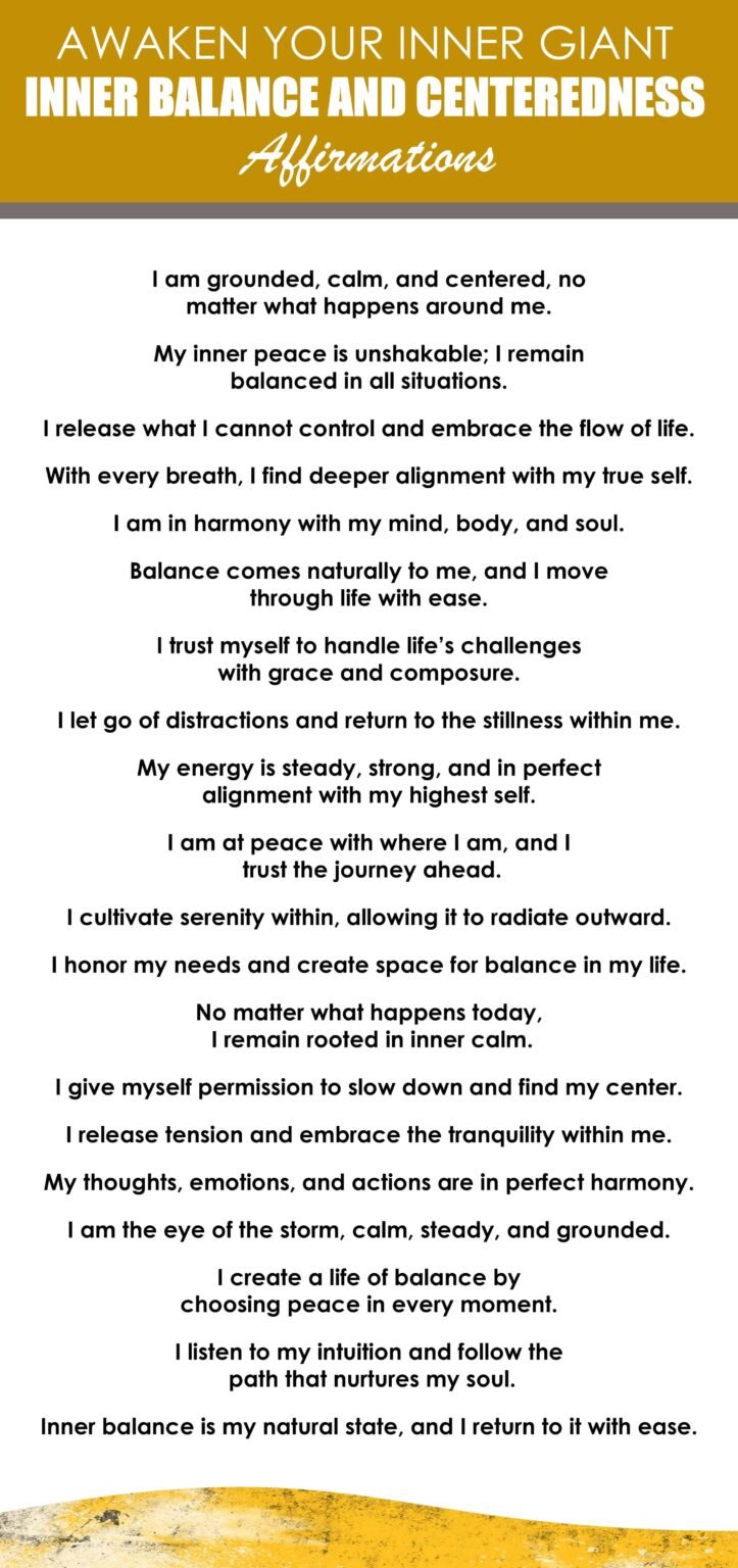 20 Positive Affirmations - Inner Balance And Centeredness - SUCCESS MYSTIC